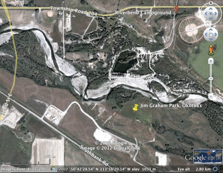 Aerial View of Riverbend Campgrounds - Riverbend Campground, Okotoks ...